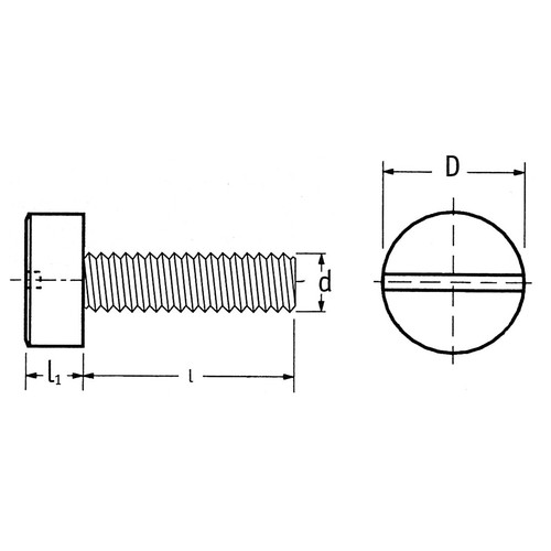 Zylinderschraube (DIN 84) aus PTFE - mit Schlitz | Reichelt Chemietechnik