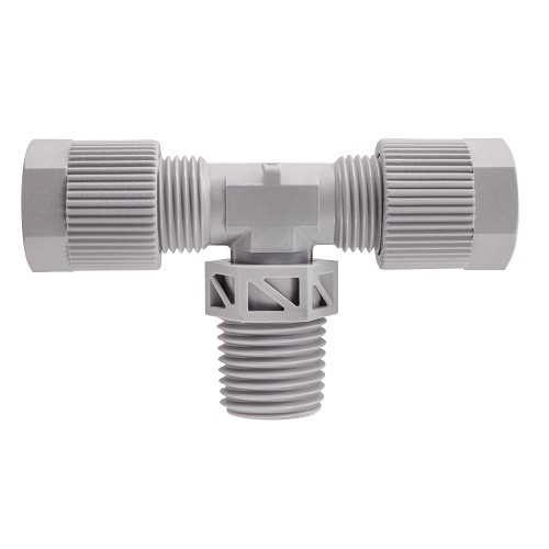 T-Shaped Pipe Connector with Male Thread made of PA or PVDF | Reichelt ...
