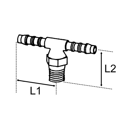 T-Schlauchtülle mit Außengewinde aus PA | Reichelt Chemietechnik